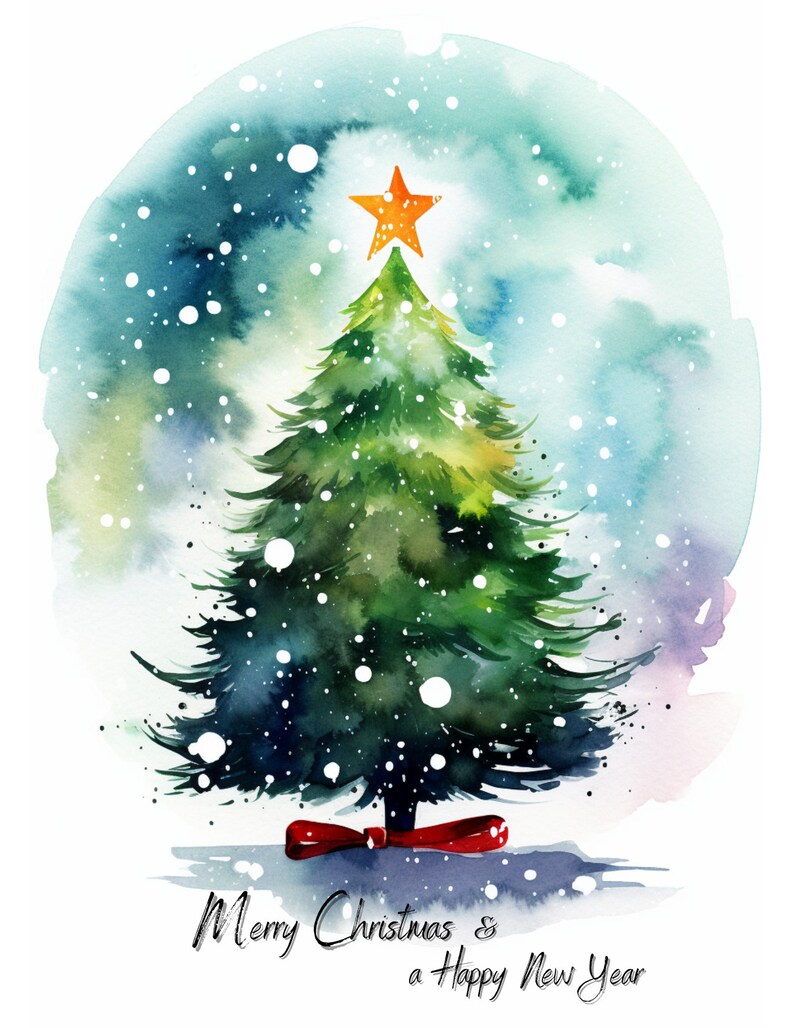 Christmas Card | Digital Art | Digital Download | Christmas Tree ...