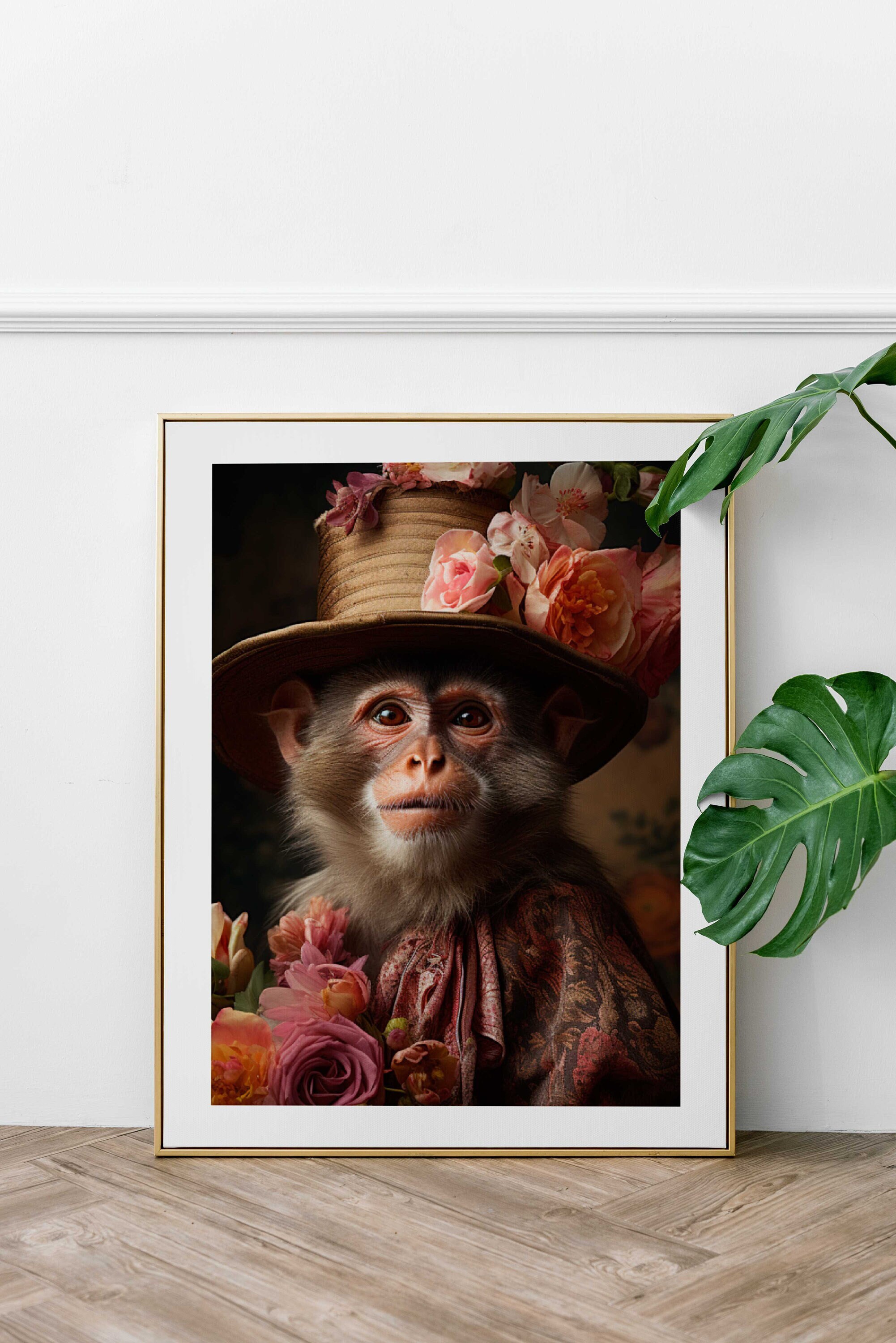 Monkey Art Digital Poster Funny Monkey Photo Colorful Wall Art - Etsy
