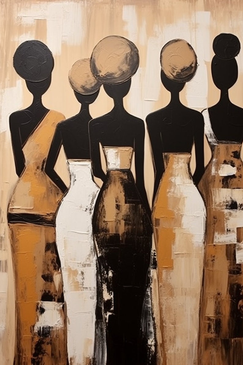 Abstract African Artwork African Women in Kaftan Dress African Pattern ...