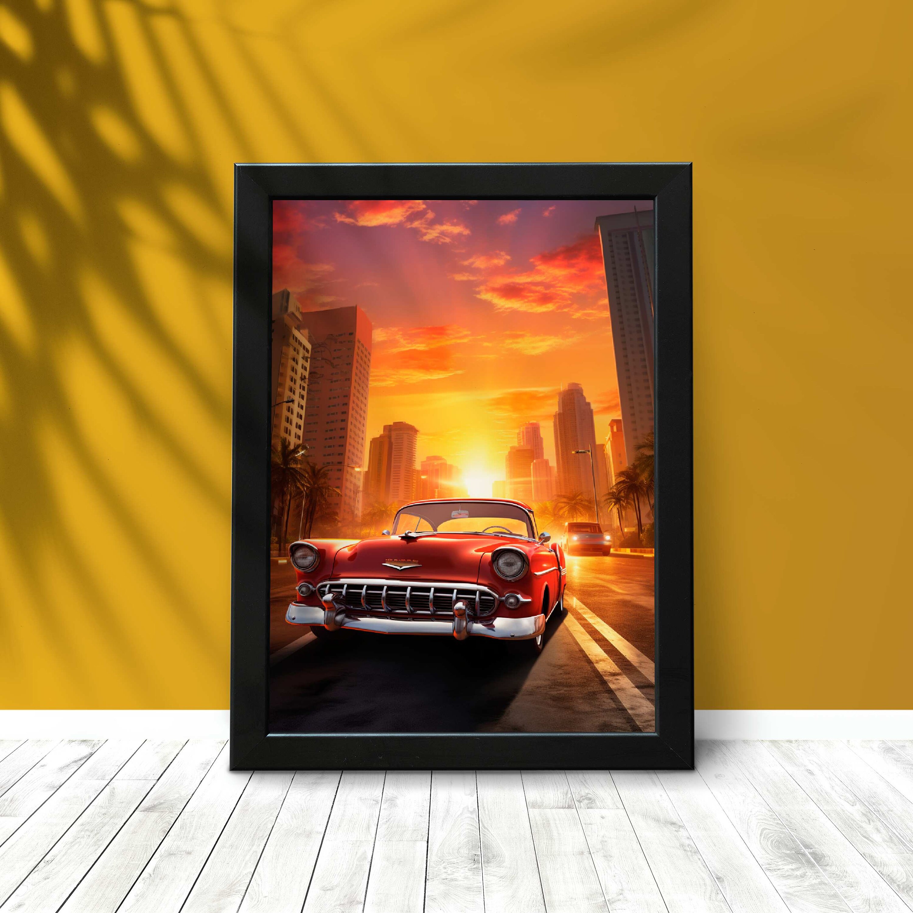 Old Timer Cartoon Art Digital Poster Vibrant Old Timer Photo City Wall ...