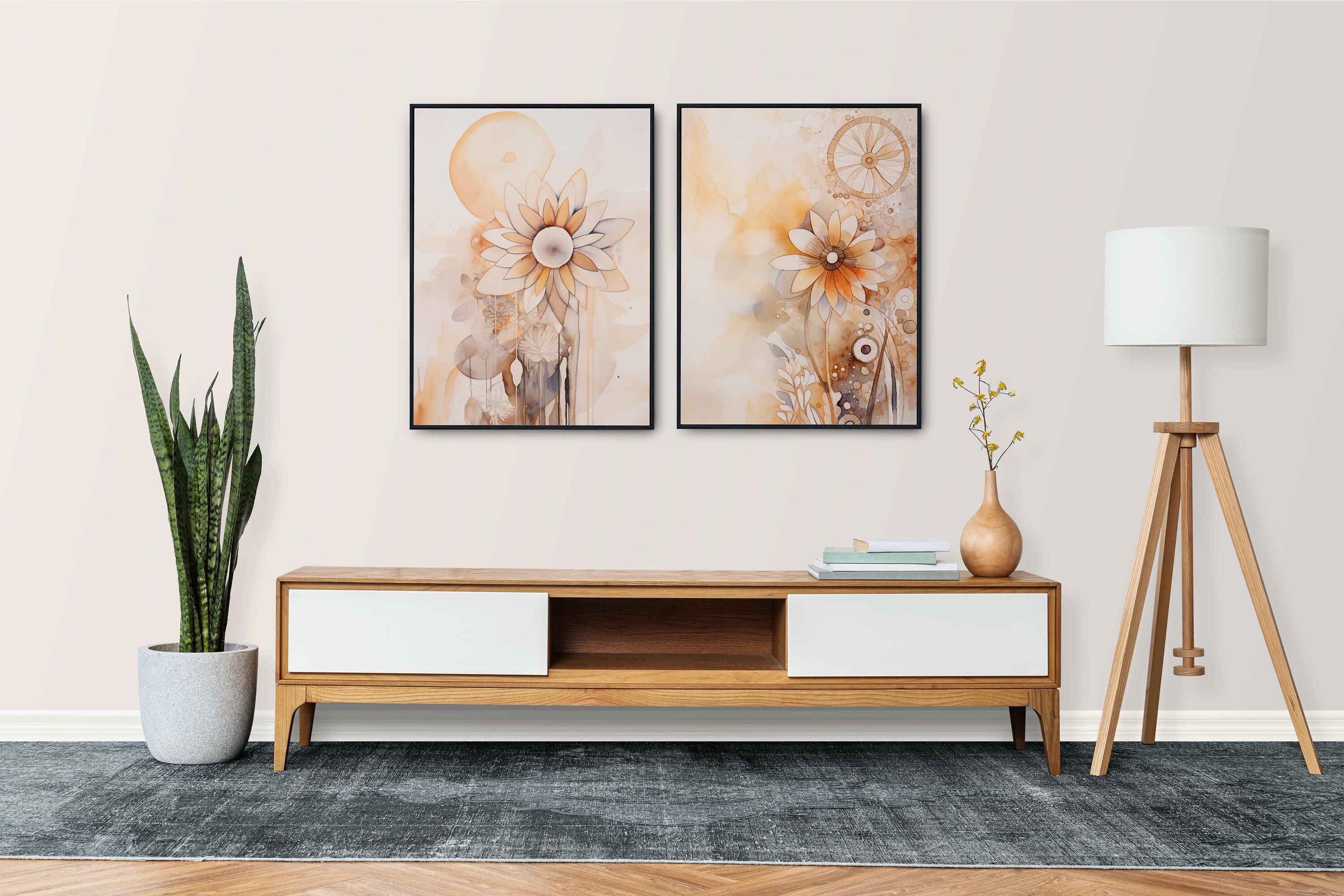 Bohemian Flower Artwork | Bohemian Style | Boho Modern Art | Flower ...