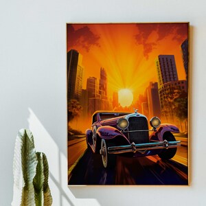 Old Timer Cartoon Art Digital Poster Vibrant Old Timer Photo City Wall ...