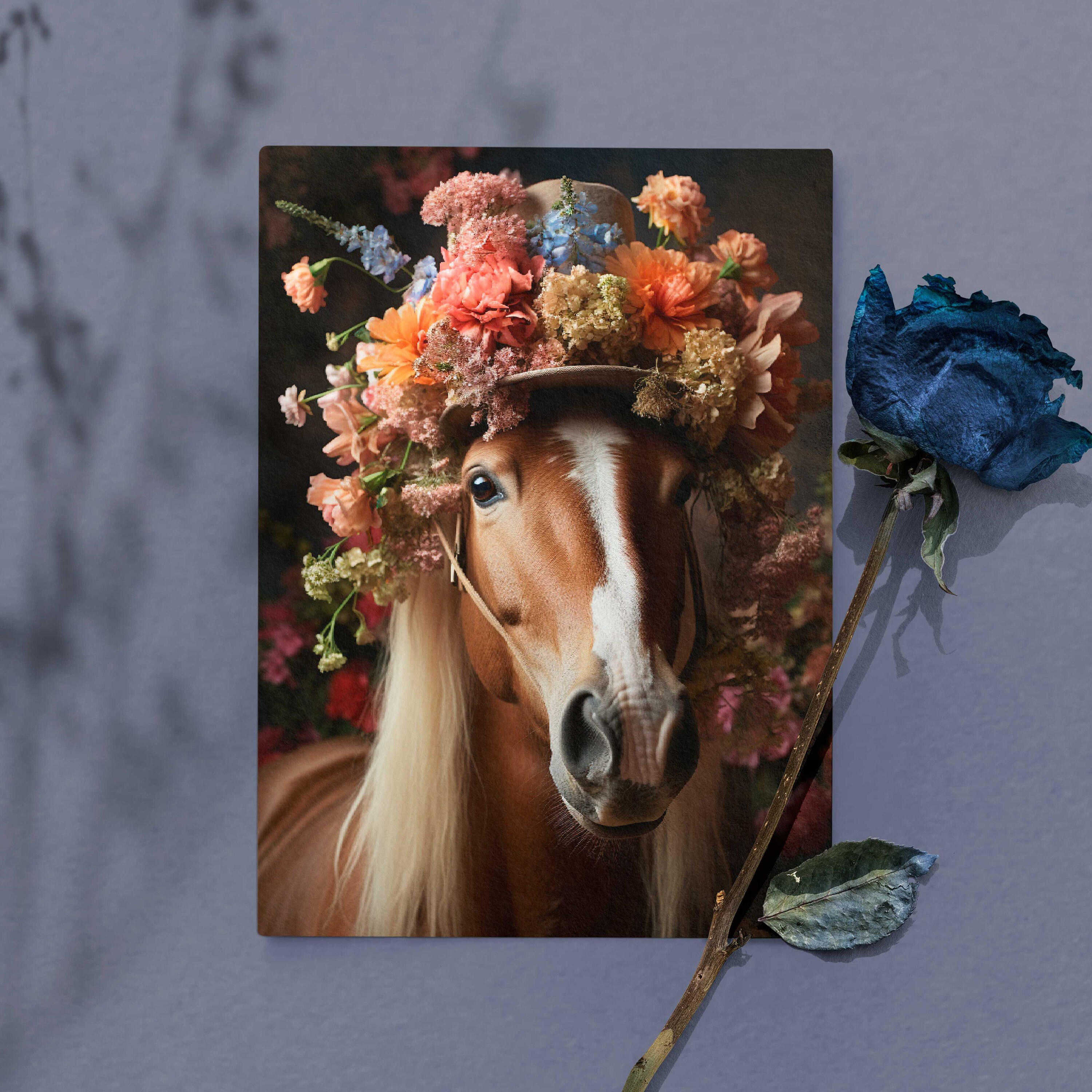 Horse Art | Digital Poster | Horse Photo With Hat of Flowers | Funny ...