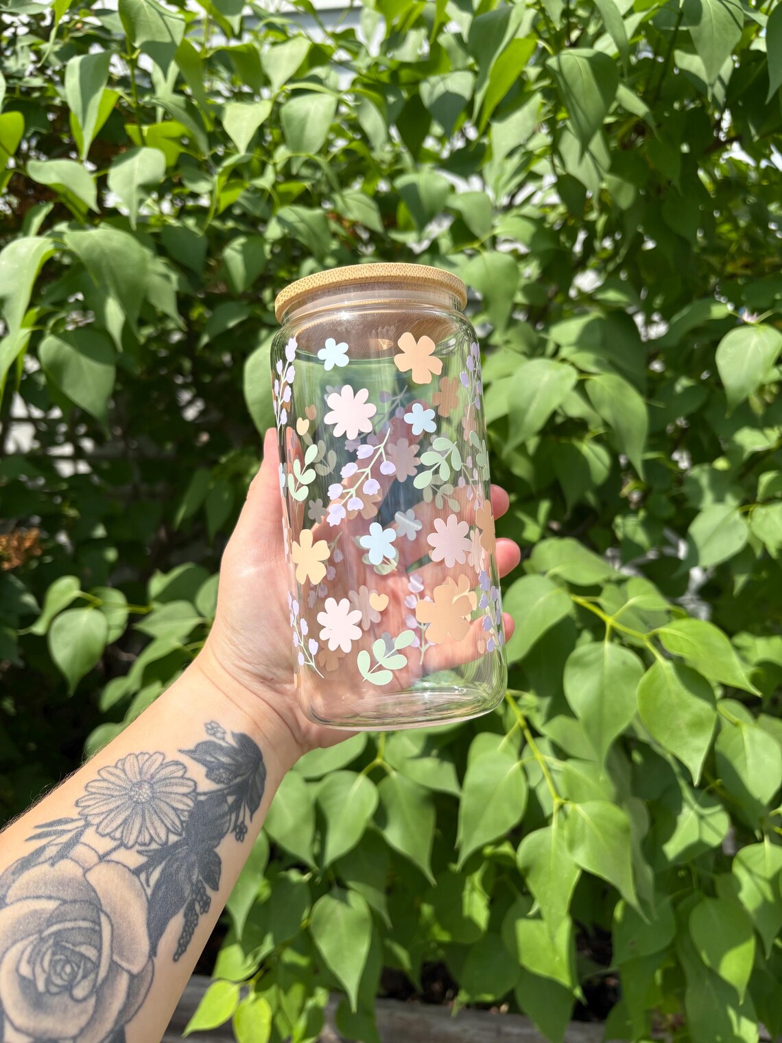 Floral Glass Tumber | Spring Tumbler| Flower Iced Coffee Cup| Summer ...