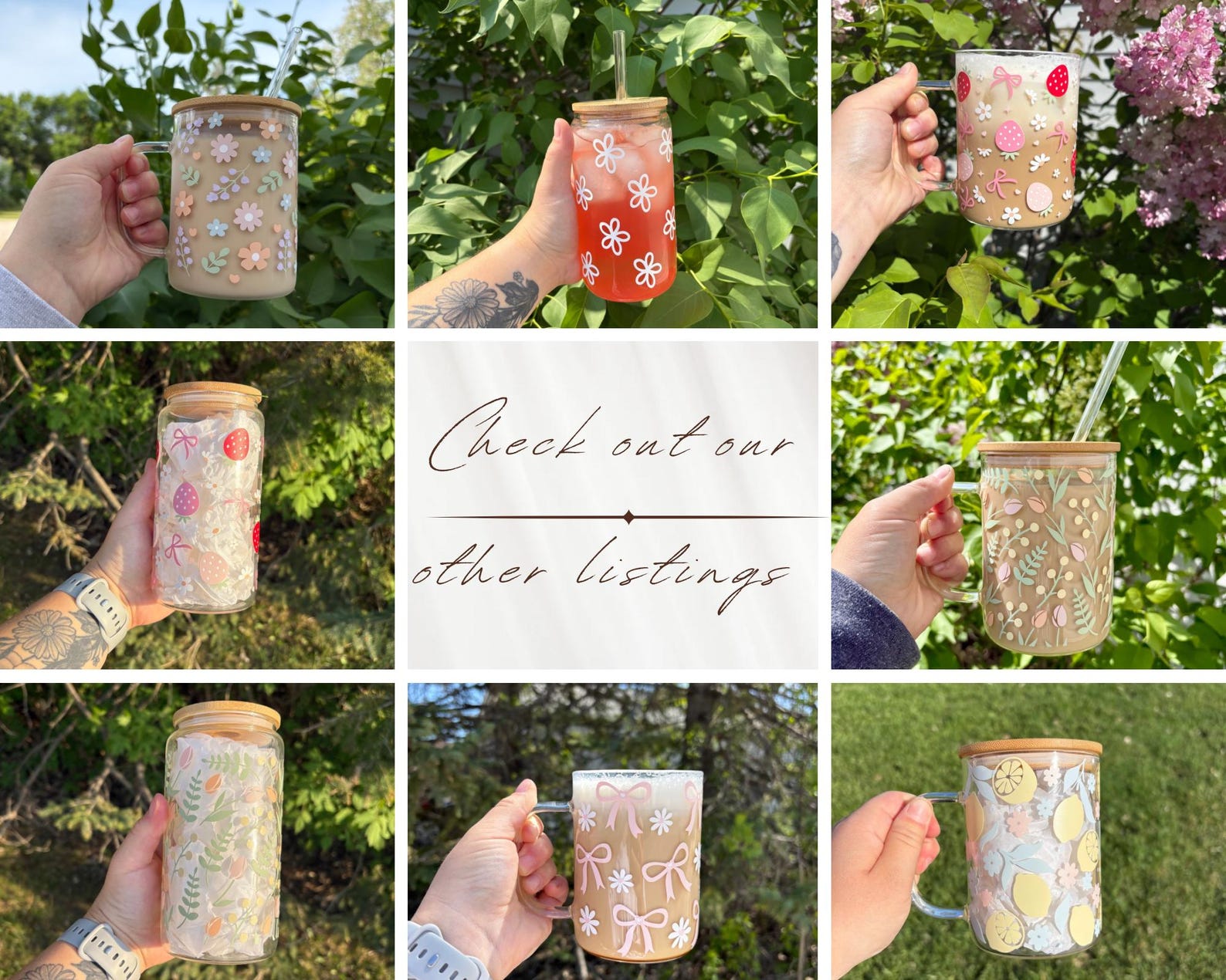 Floral Glass Tumber | Spring Tumbler| Flower Iced Coffee Cup| Summer ...