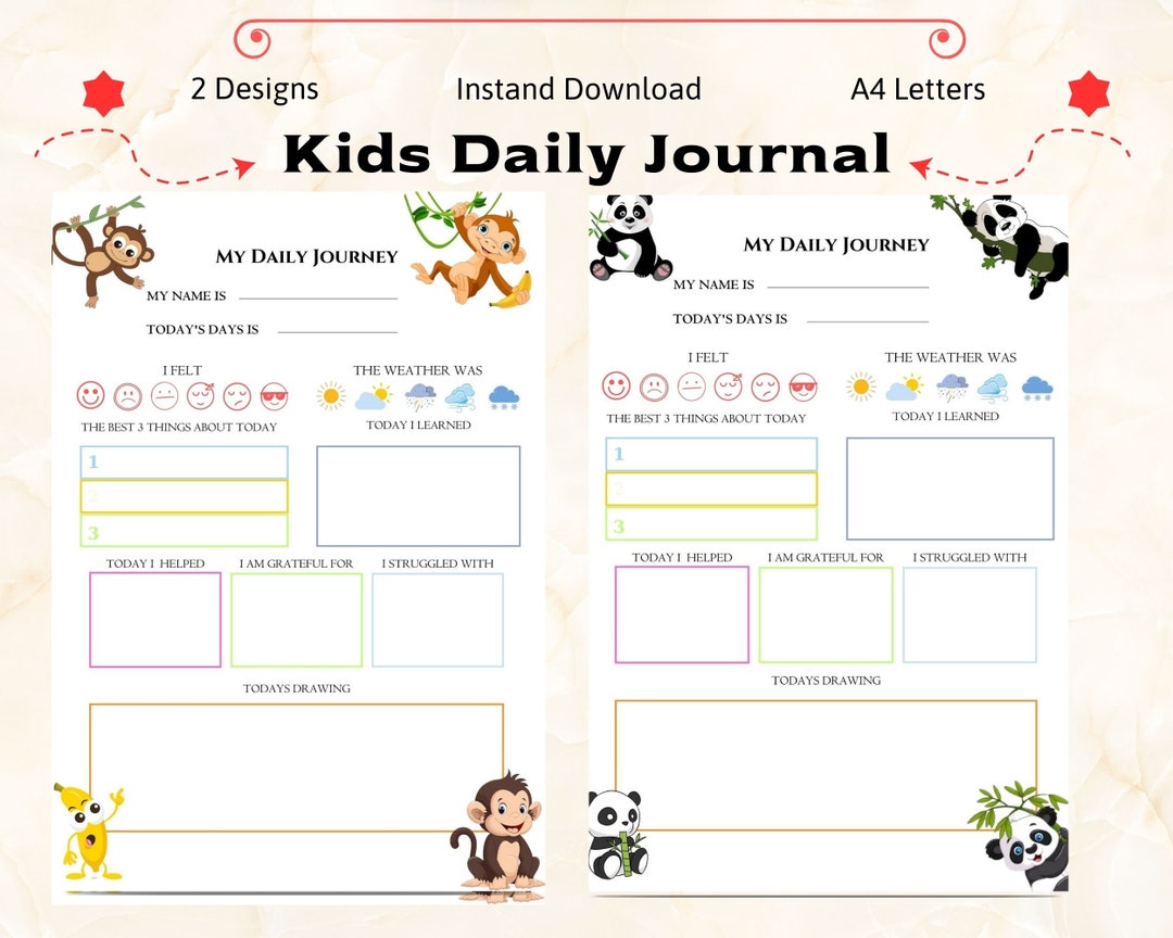 Kids Daily Journal Planner,kids Planner,print for Kids,customizable ...