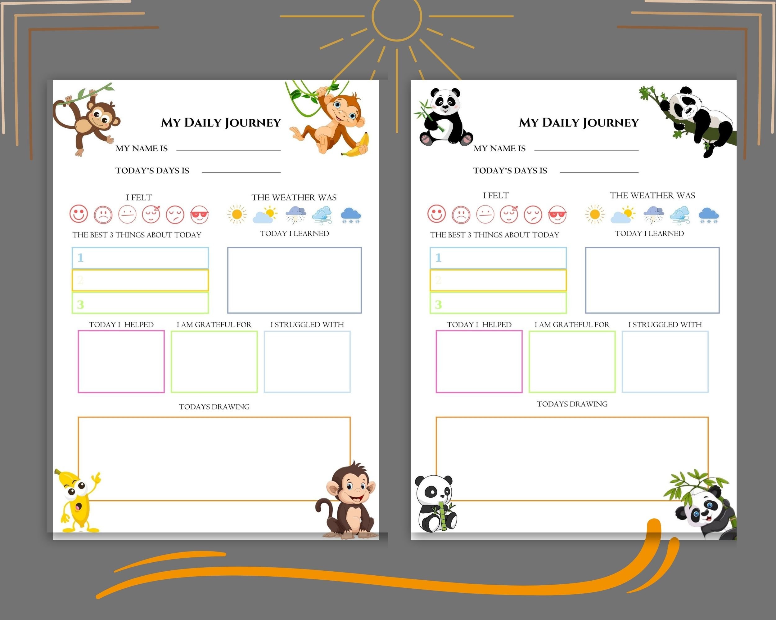 Kids Daily Journal Planner,kids Planner,print for Kids,customizable ...