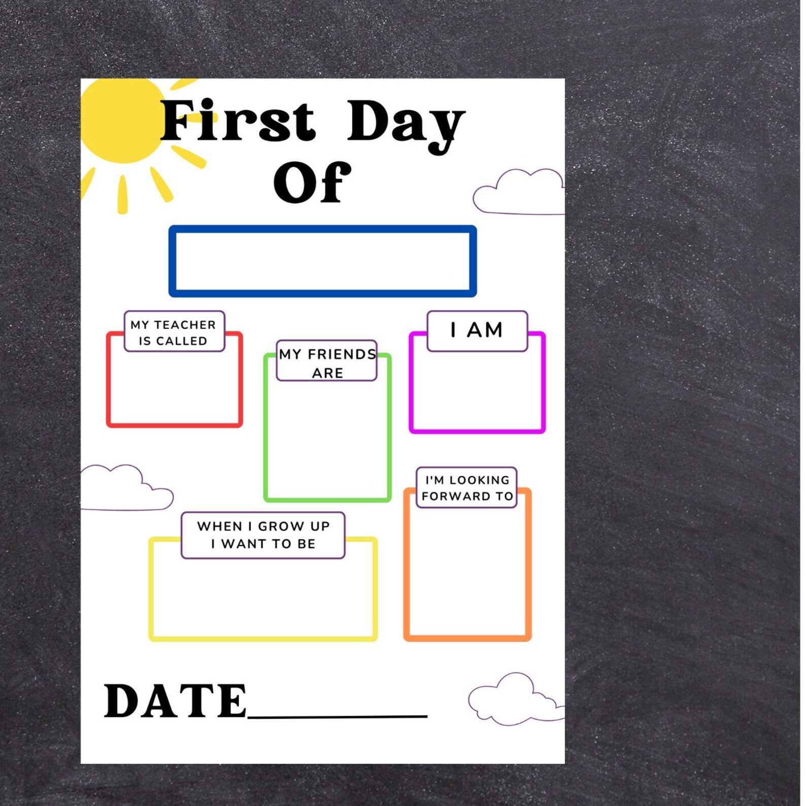 Back to School Printable, Photo Prop, Digital Download, First Day Back ...