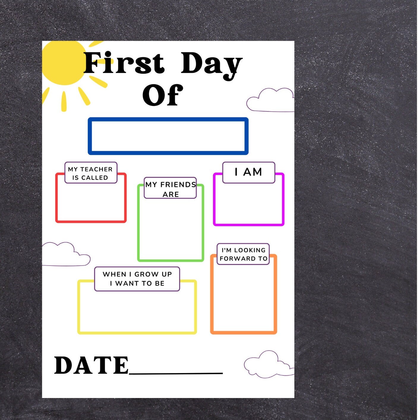 Back to School Printable, Photo Prop, Digital Download, First Day Back ...