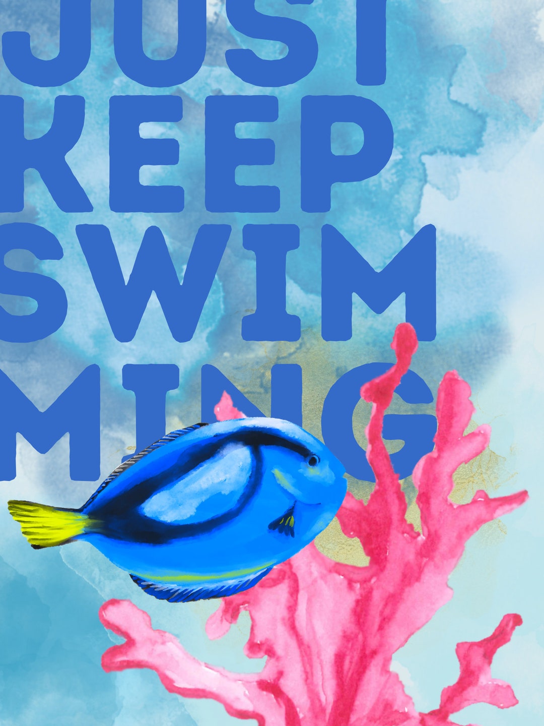 Just Keep Swimming - Fish Poster - Encouragement - Teacher Gift ...