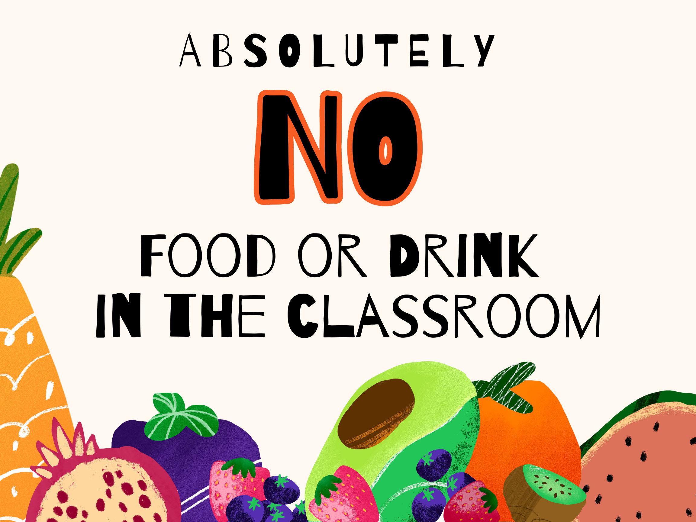 Classroom Poster - No Food or Drink - Teacher Poster- Classroom Decor ...