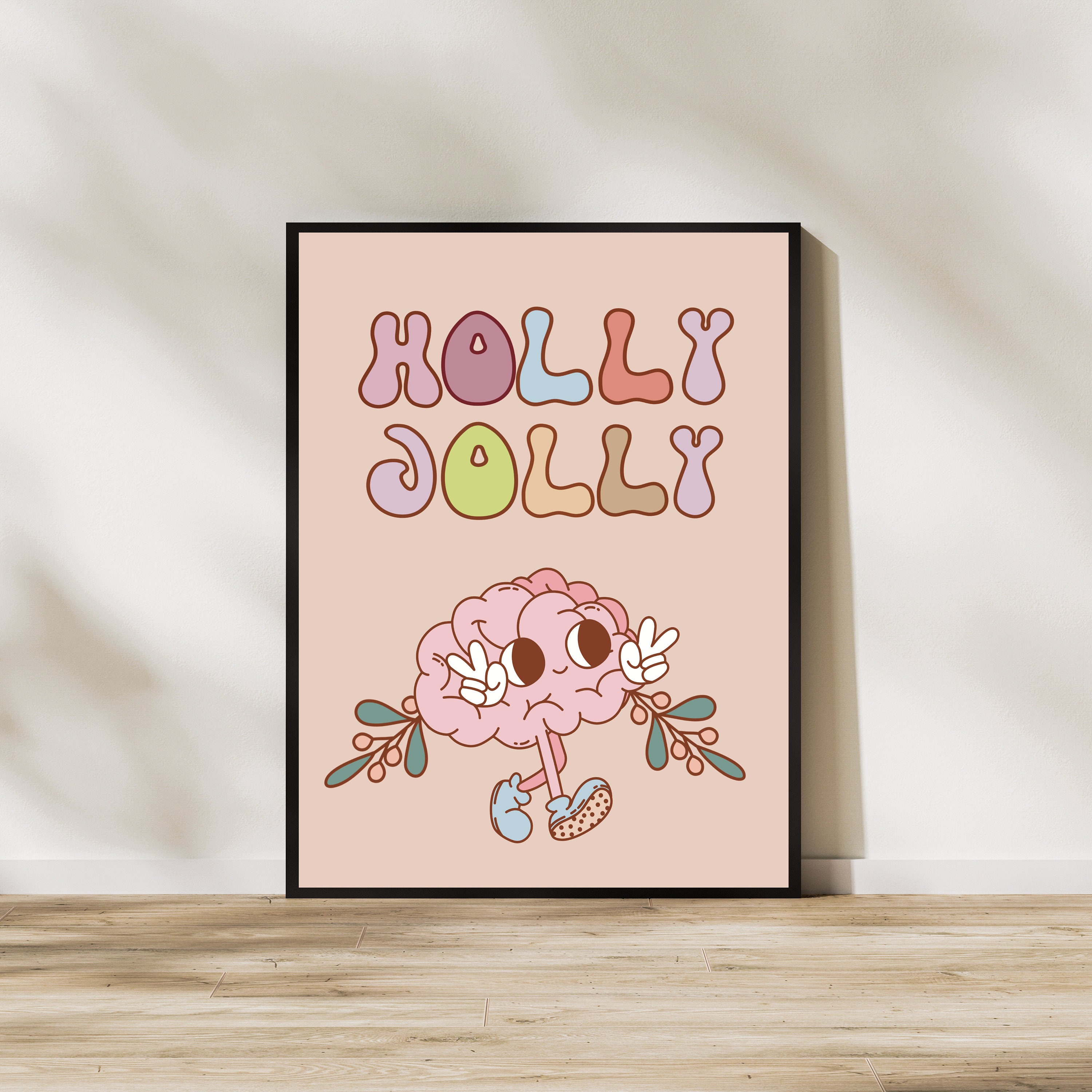 Holly Jolly Mental Health Retro Poster Vintage Hippie Art - Etsy