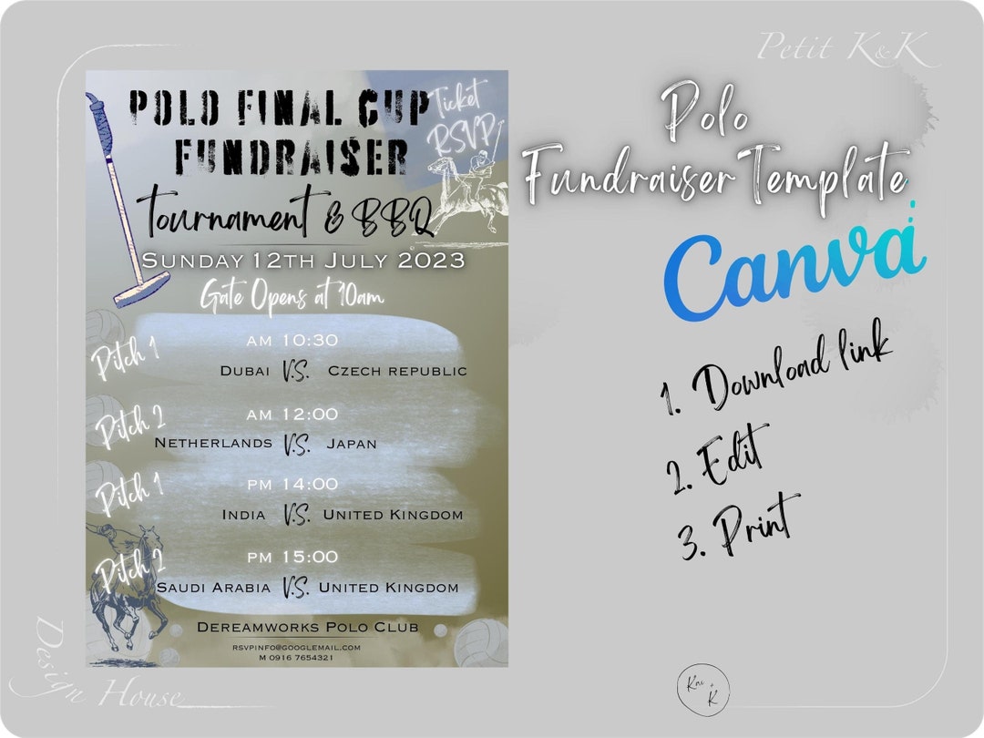 Polo Fundraiser Flyer Template | Instant Editable & Printable | Sports ...