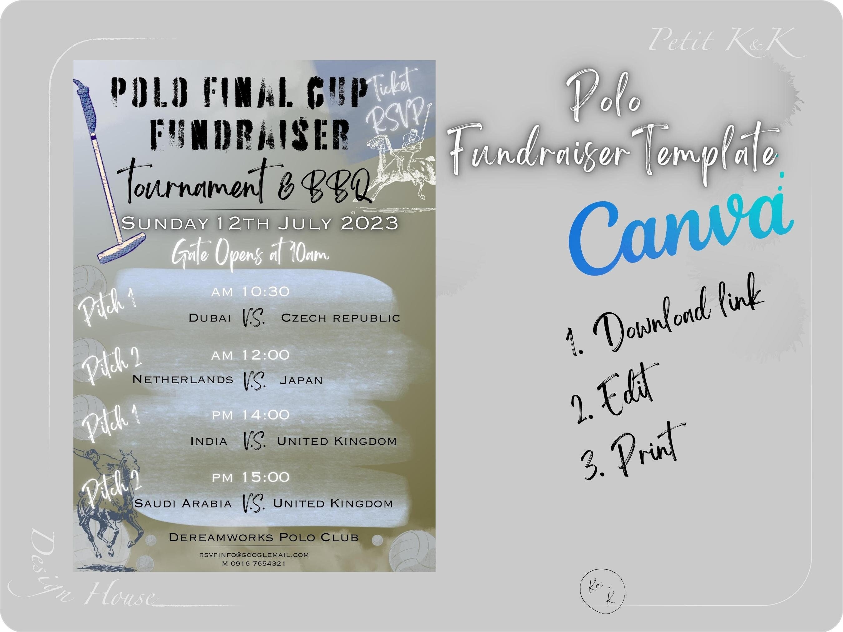 Polo Fundraiser Flyer Template | Instant Editable & Printable | Sports ...
