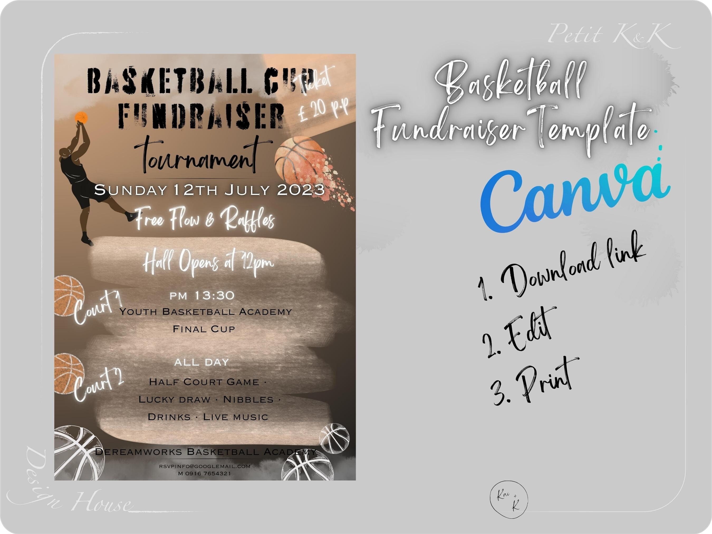 Basketball Fundraiser Flyer Template | Instant Editable & Printable ...
