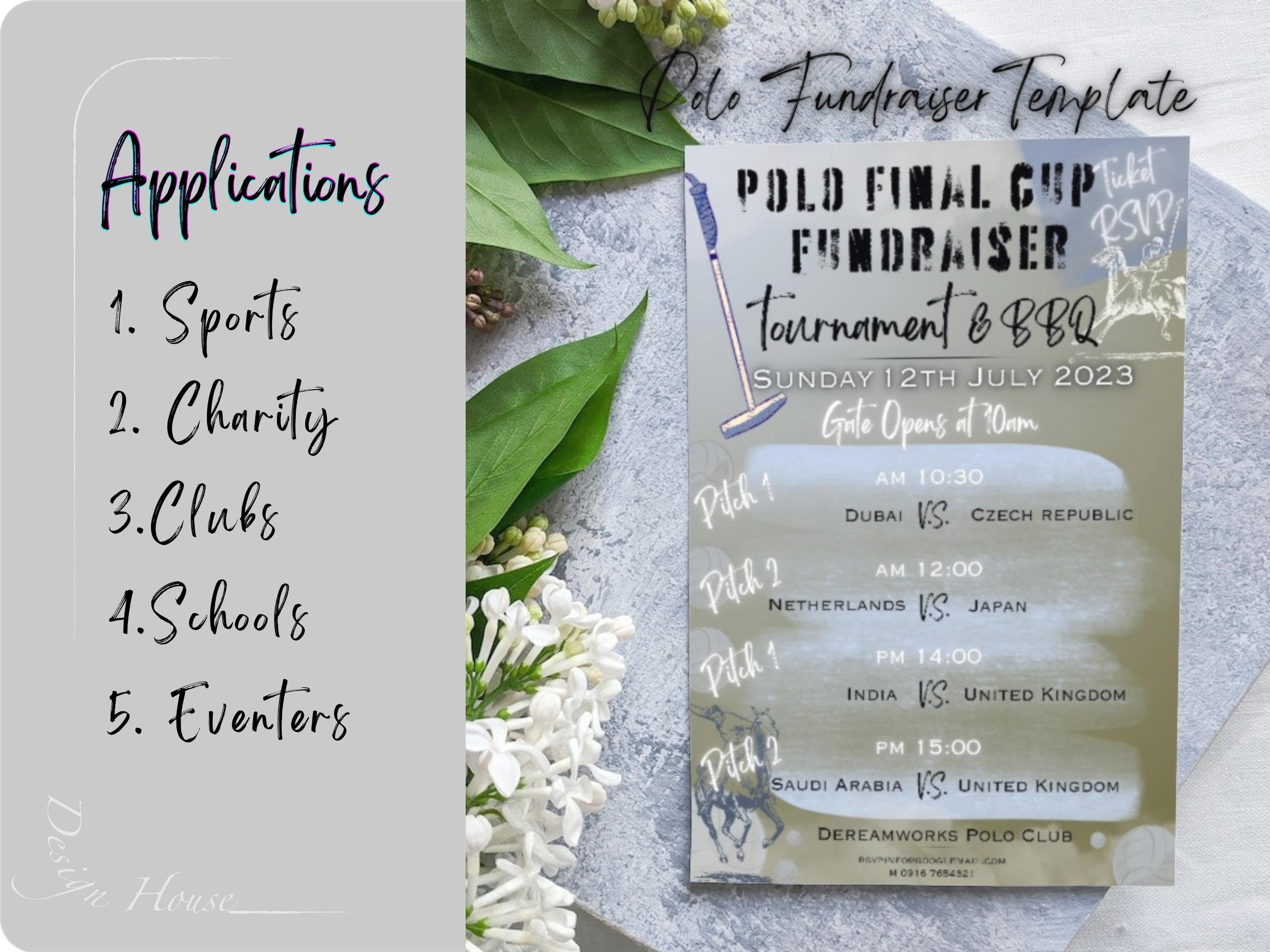 Polo Fundraiser Flyer Template | Instant Editable & Printable | Sports ...
