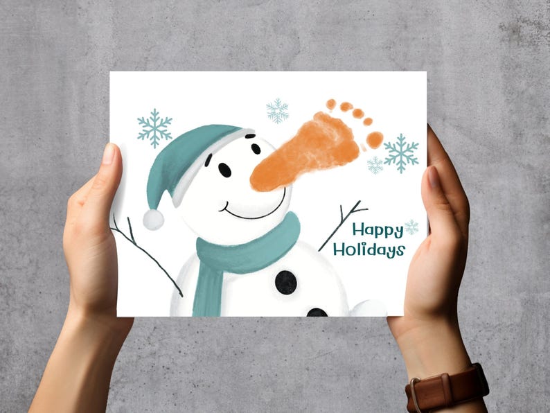 Christmas Handprint Footprint Art Craft Snowman Nose, Preschool Daycare ...