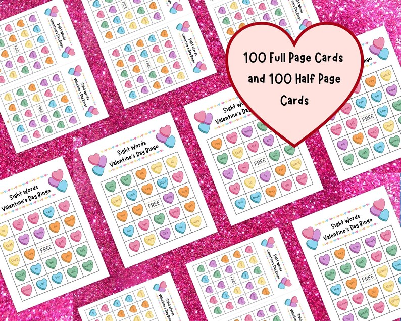 Valentines Sight Words Bingo Games Bundle, Bingo Cards Valentine's Day ...