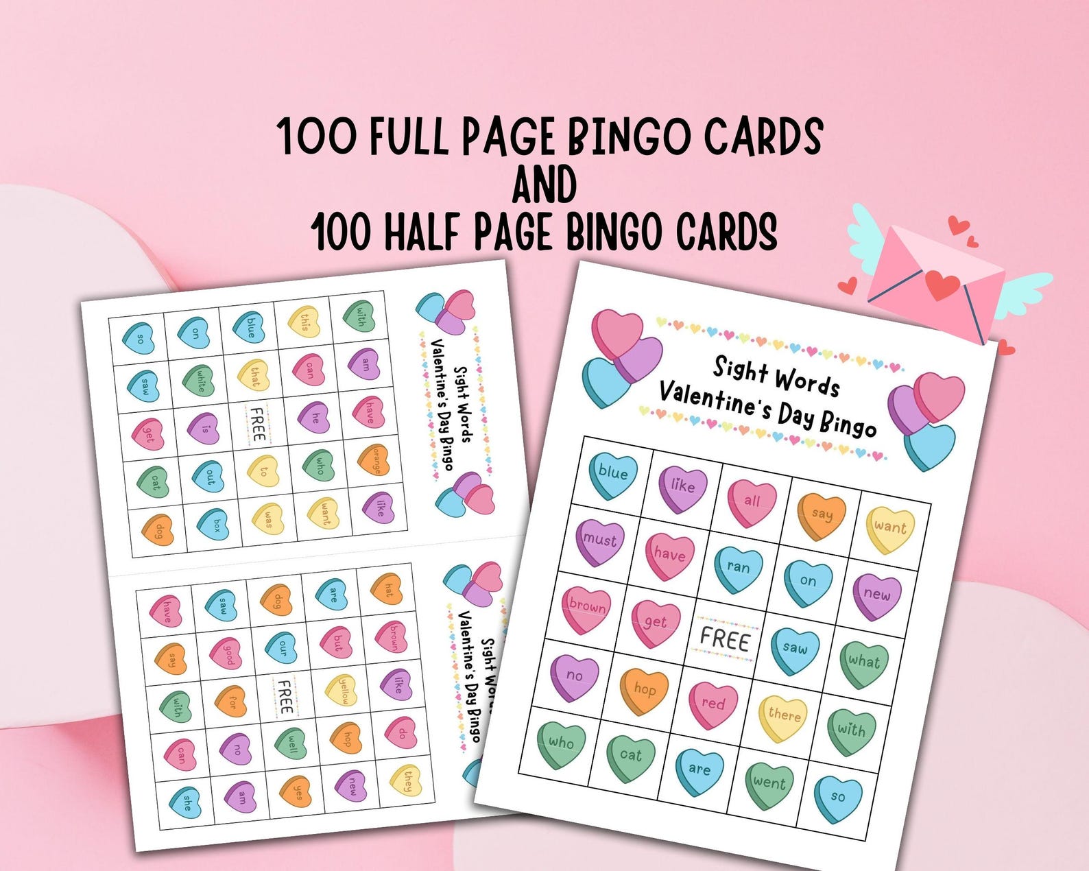 Valentines Sight Words Bingo Games Bundle, Bingo Cards Valentine's Day ...