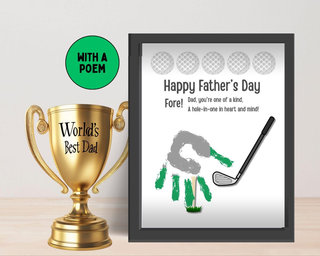Father's Day Golf Handprint Card, Printable Father's Day Golf Gift ...