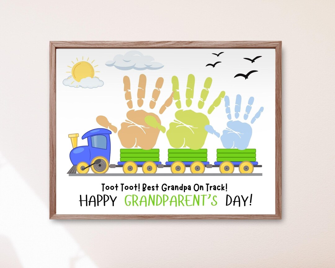 Grandparent's Day Train Handprint for Multiple Kids Art Craft for ...