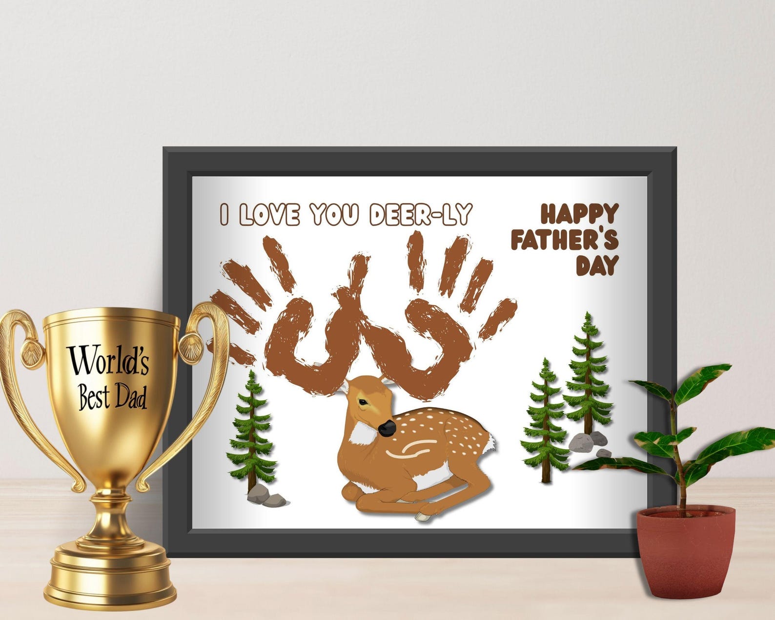 Father's Day Deer Handprint Art Gift for Dad, Printable Keepsake From ...