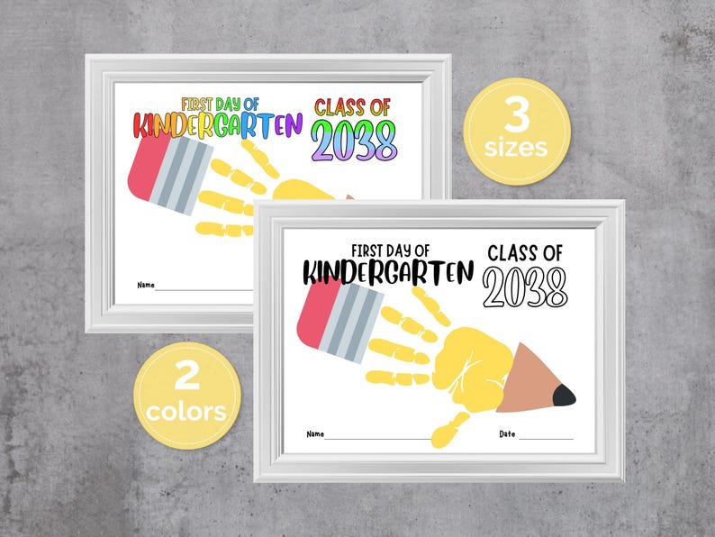 Kindergarten Pencil Handprint First Day of School, Back to School ...