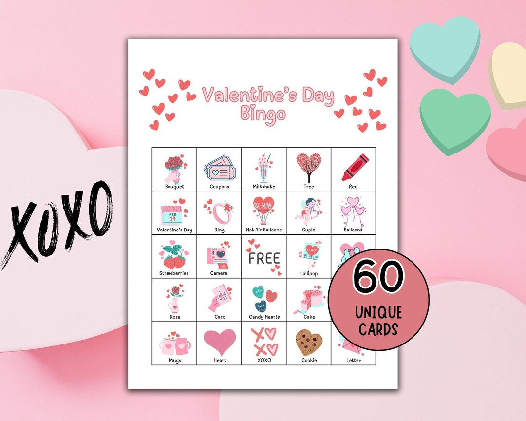 Valentine's Bingo Games Bundle, Bingo Cards Valentine's Day Party, Kids ...