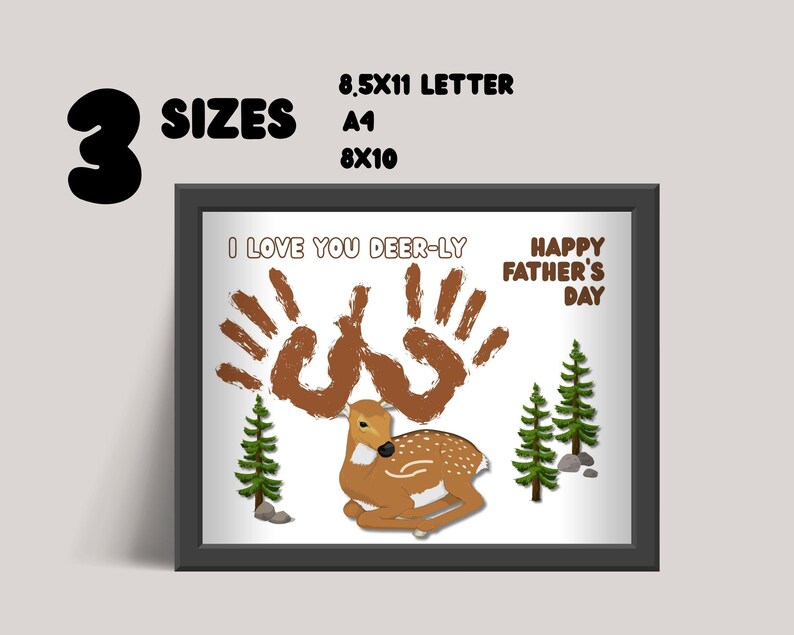 Father's Day Deer Handprint Art Gift for Dad, Printable Keepsake From ...