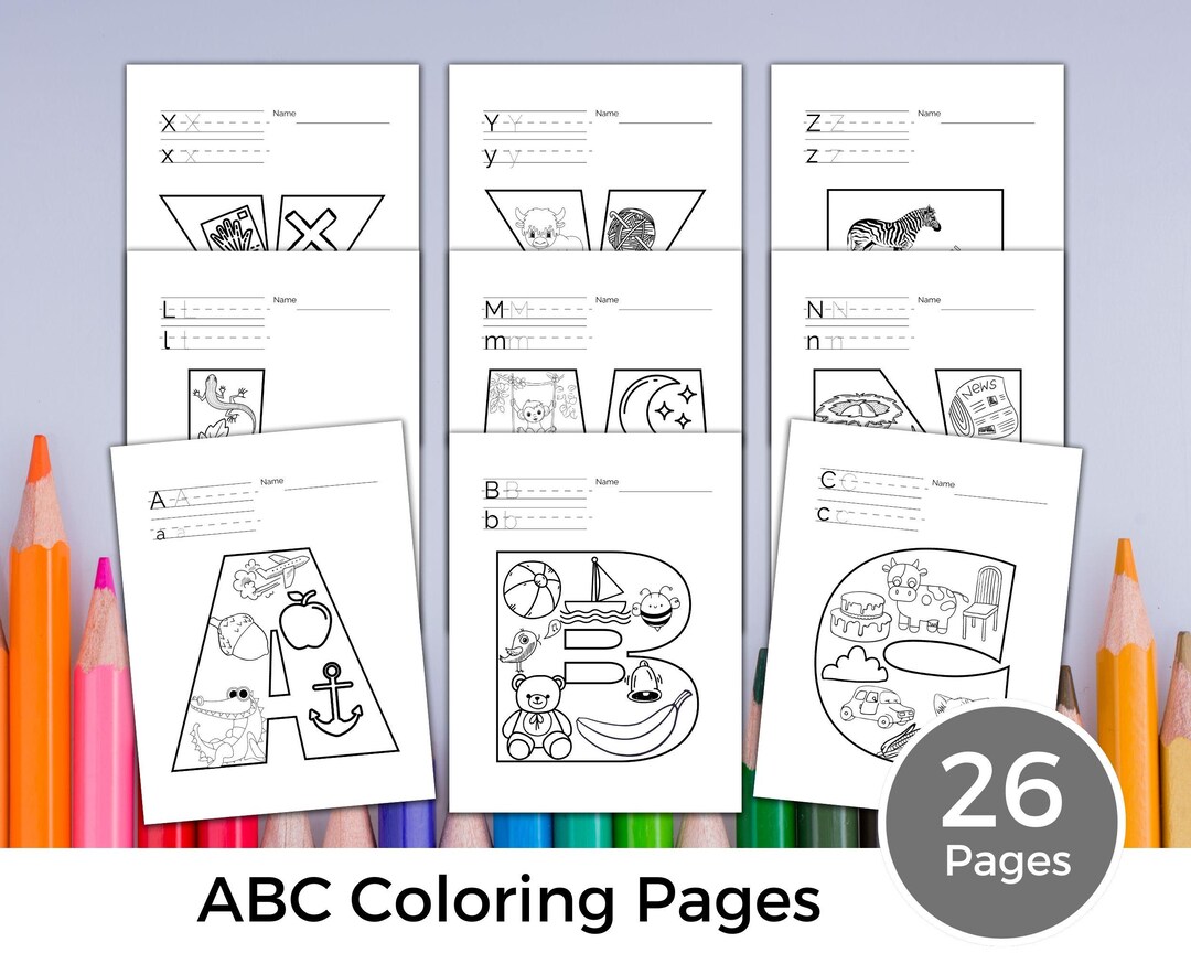 ABC Coloring Pack Alphabet Coloring Preschool Early Finish 26 Pages ...