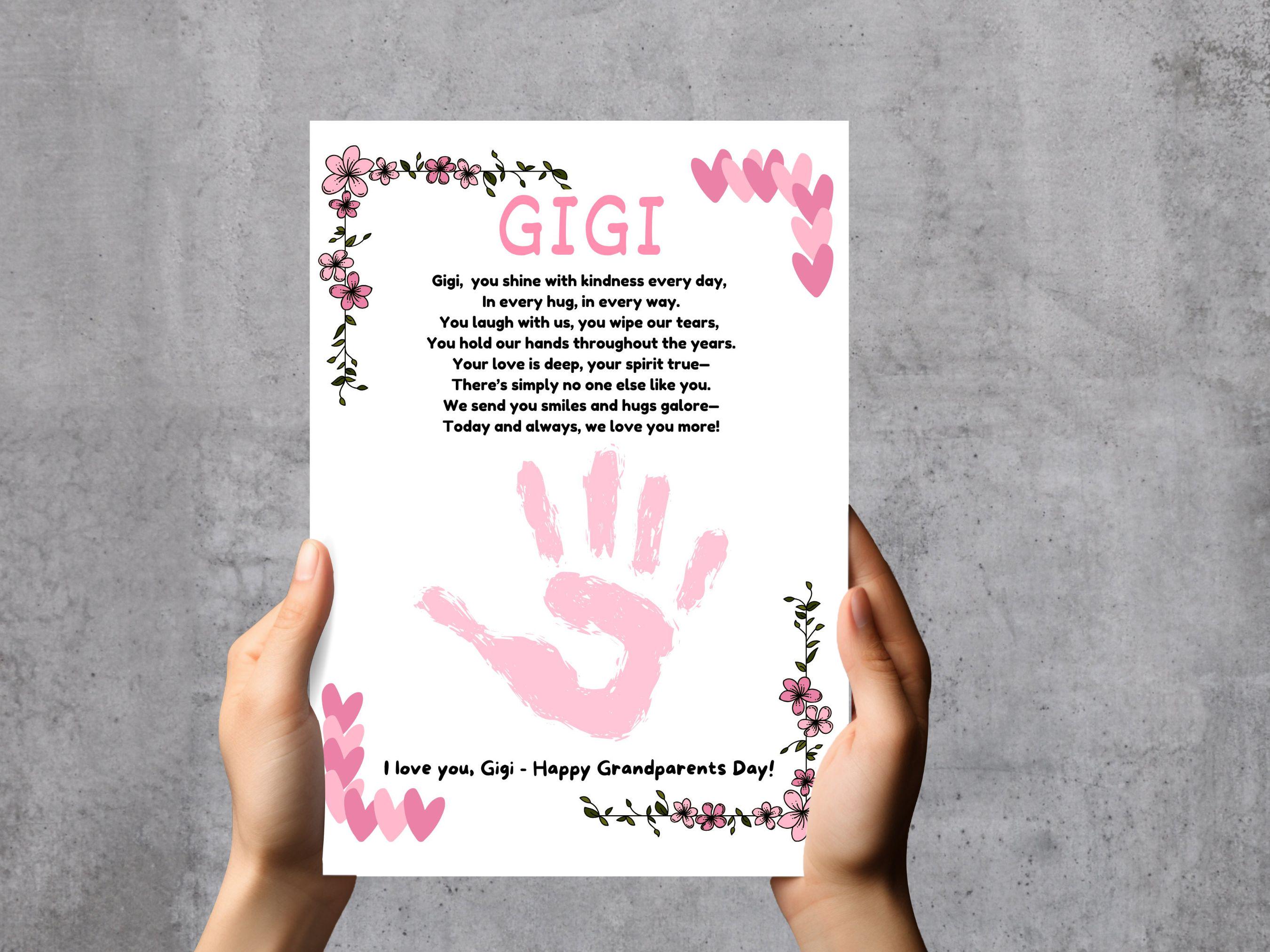 Gigi Poem Handprint Craft for Grandparents Day Art, Printable Keepsake ...