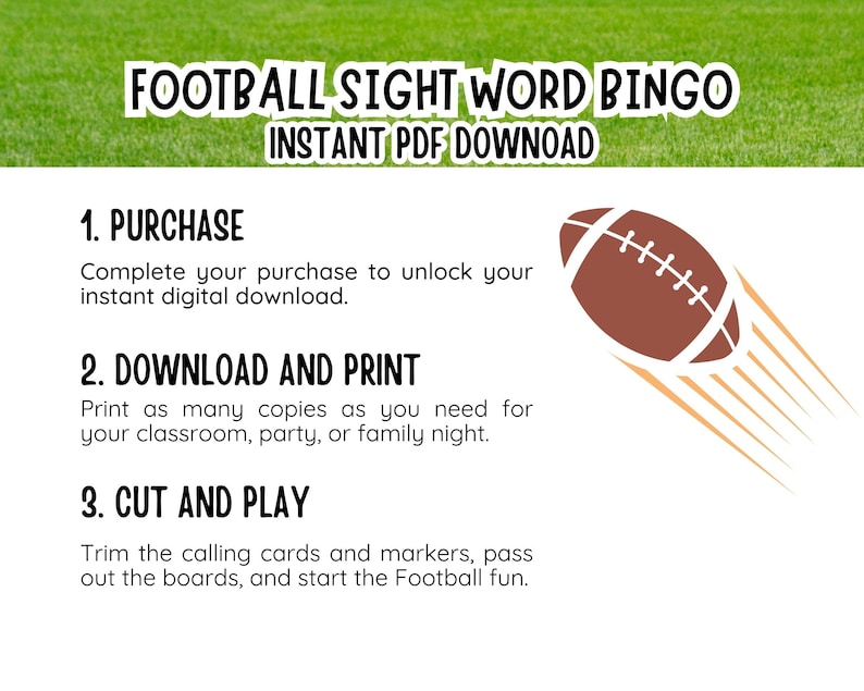 Football Sight Word Bingo Game Bundle, Bingo Cards the Big Game Day ...
