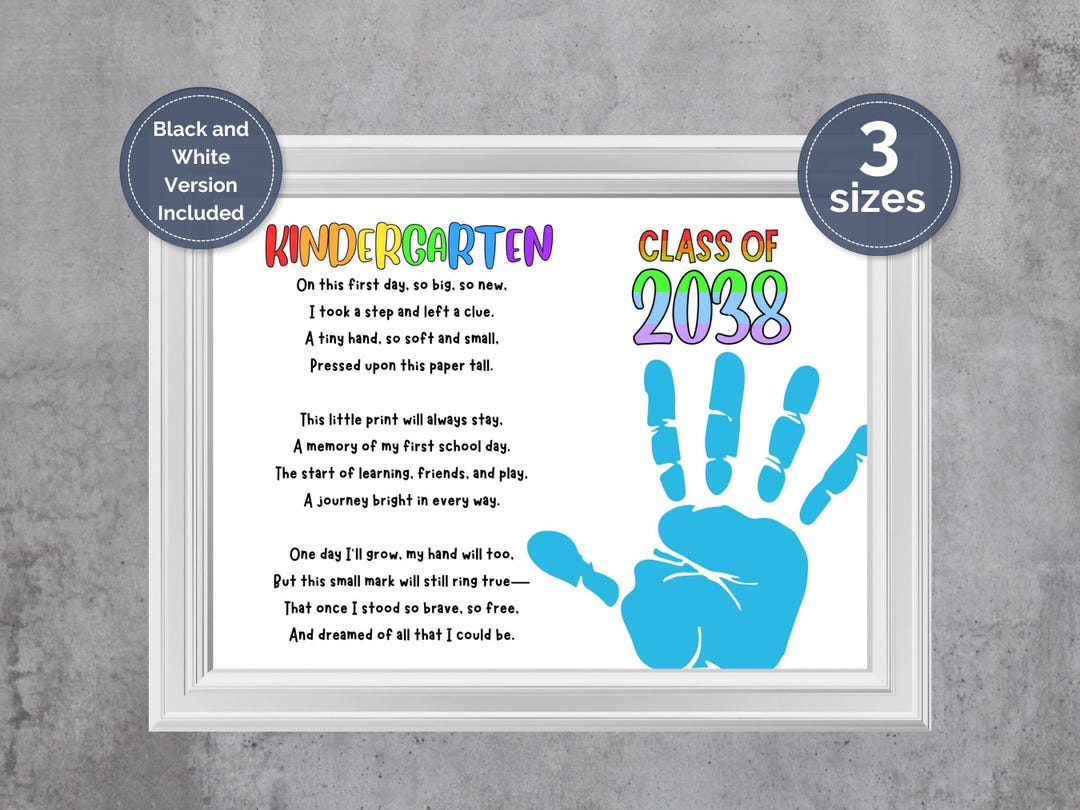 Kindergarten Handprint First Day of School With Poem Activity, Teacher ...