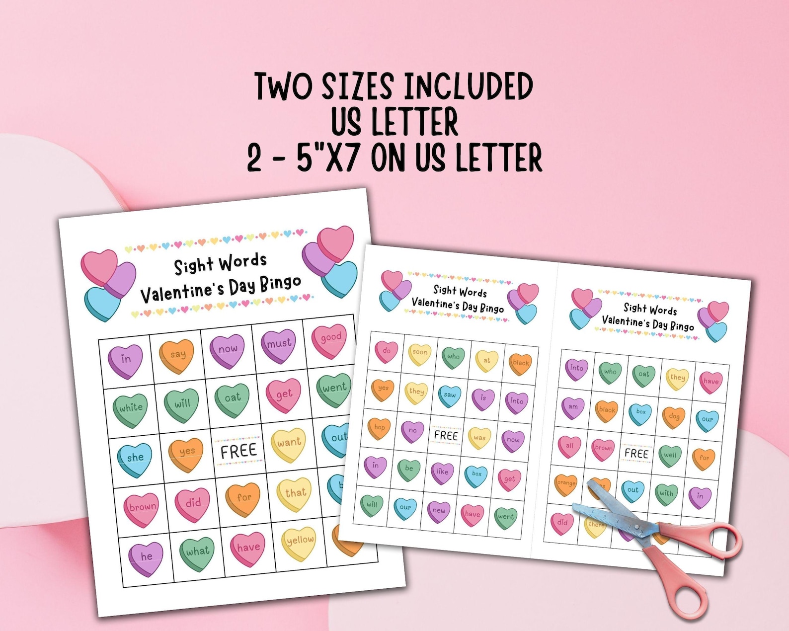 Valentines Sight Words Bingo Games Bundle, Bingo Cards Valentine's Day ...