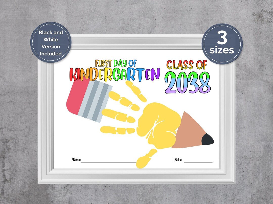 Kindergarten Pencil Handprint First Day of School, Back to School ...