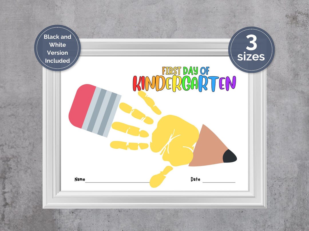 Kindergarten Pencil Handprint First Day of School, Back to School ...