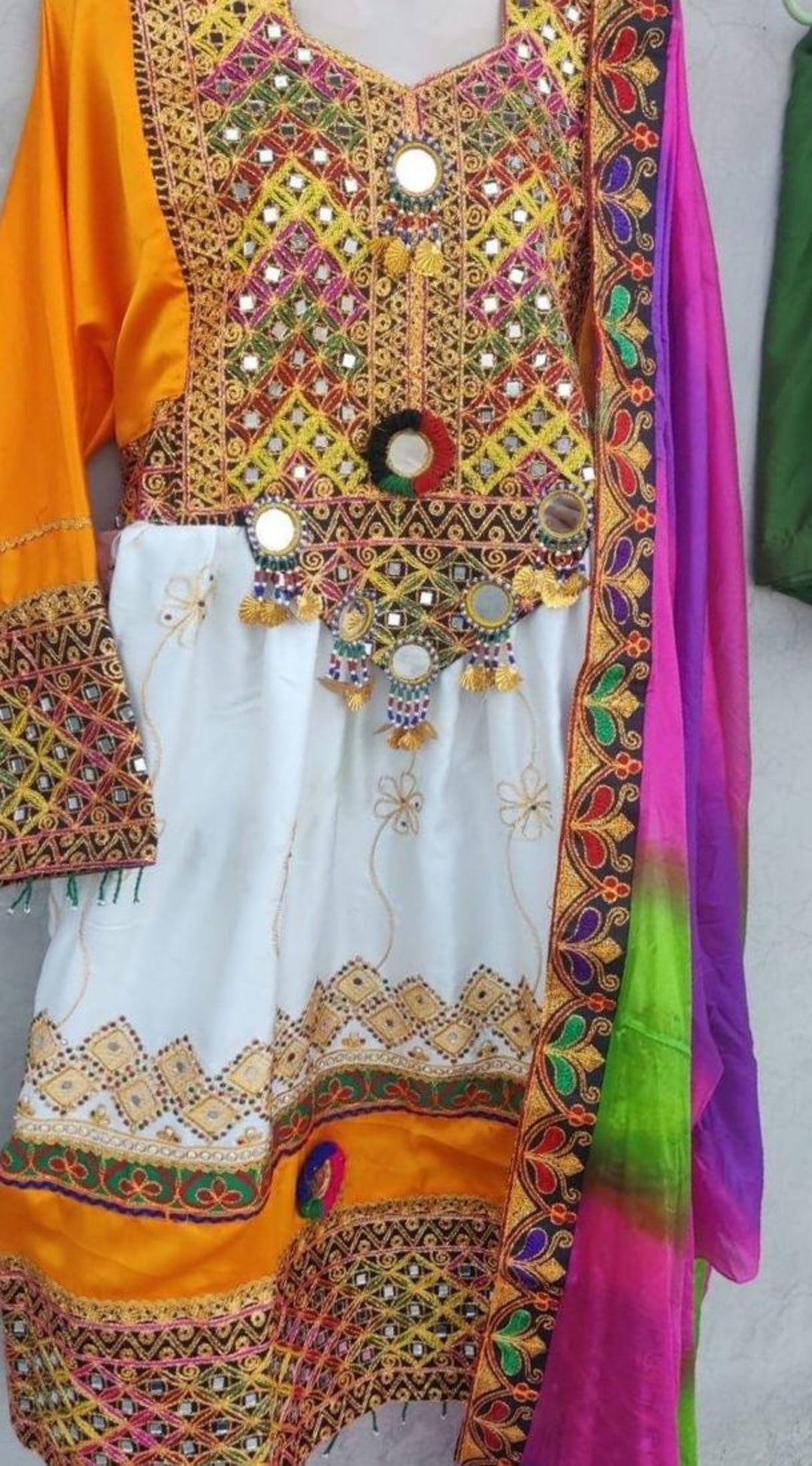 Handmade Embroidered Afghani Dress: Silk Cultural Fashion - Etsy