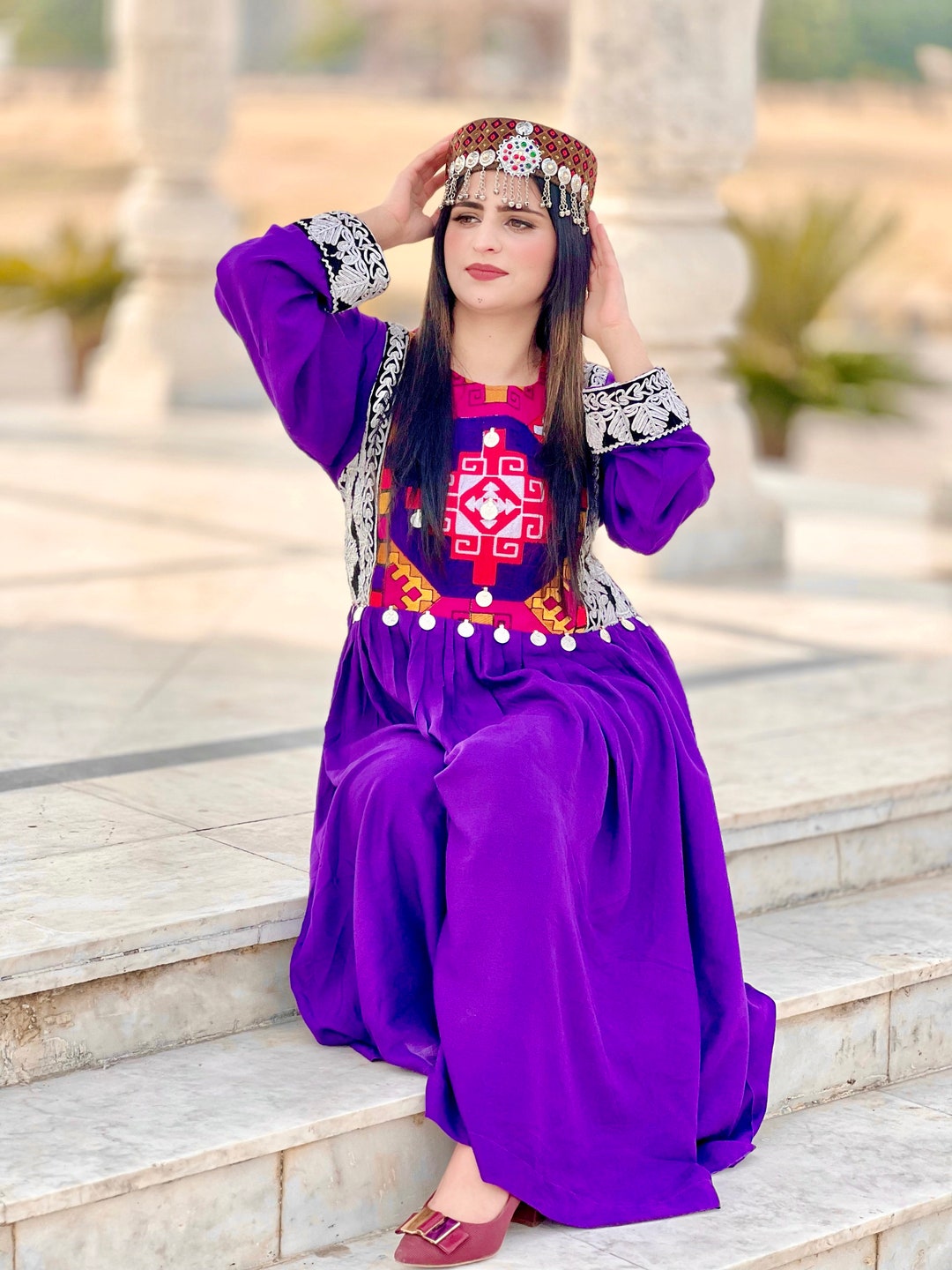 Afghani Traditional Maxi With Charma and Patch Work - Etsy