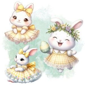 15 Watercolor Easter Bunny Clipart Design Sublimation Bundle Digital ...