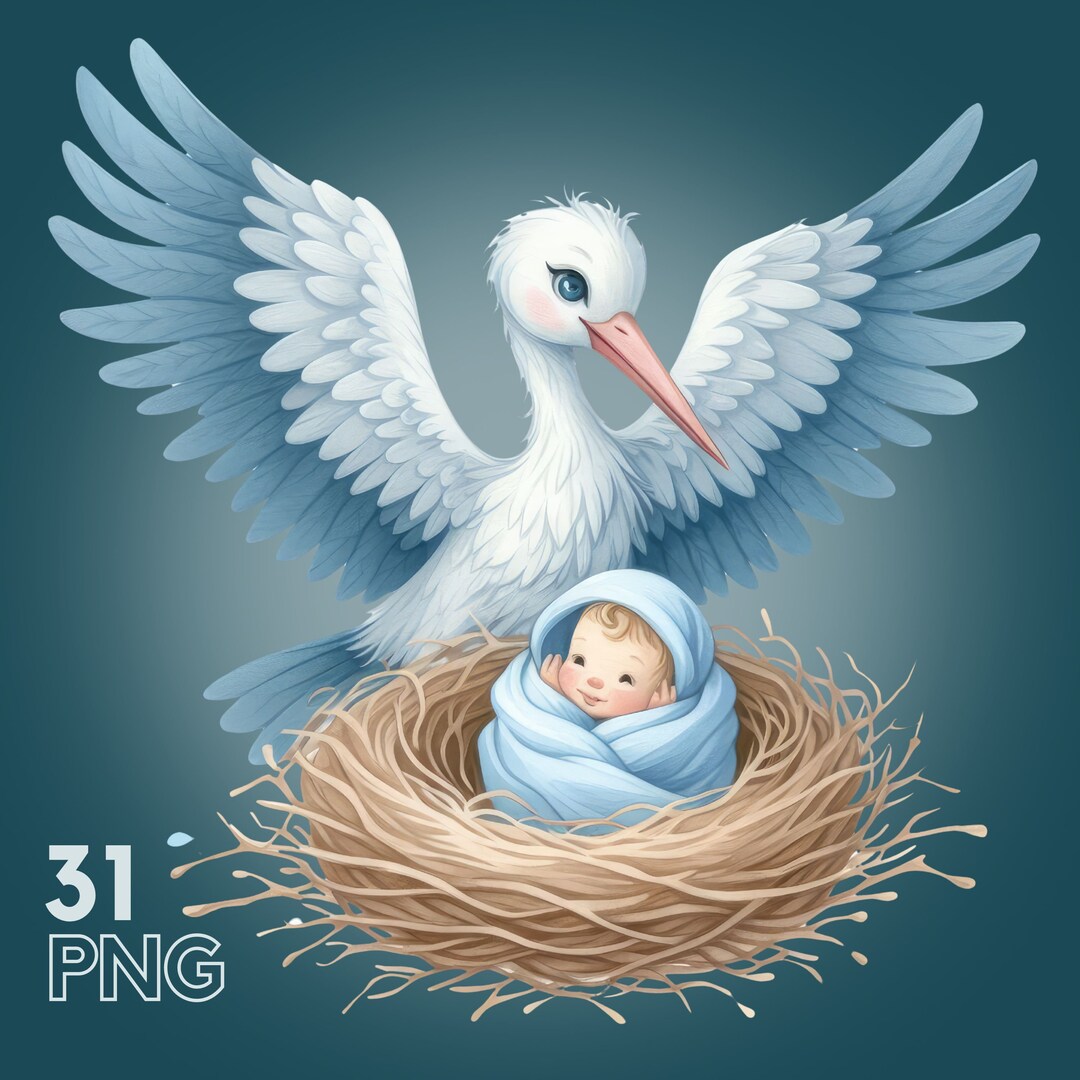 31 Watercolor Blue Baby Shower Clipart PNG Sublimation Bundle PNG ...