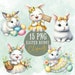 15 Watercolor Easter Bunny Clipart Design Sublimation Bundle Digital ...
