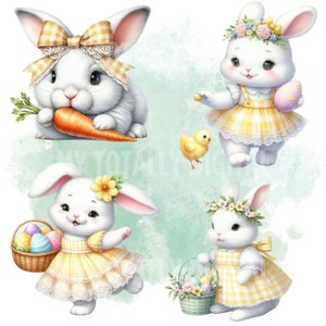 15 Watercolor Easter Bunny Clipart Design Sublimation Bundle Digital ...