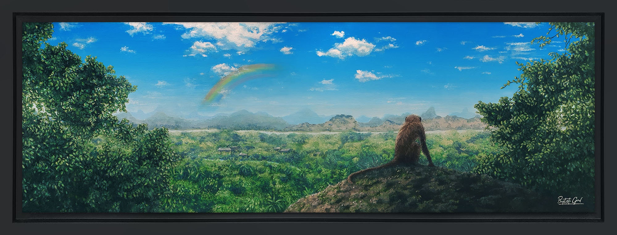 Panoramic Fluorescent Painting monkey's Contemplation, Realistic ...