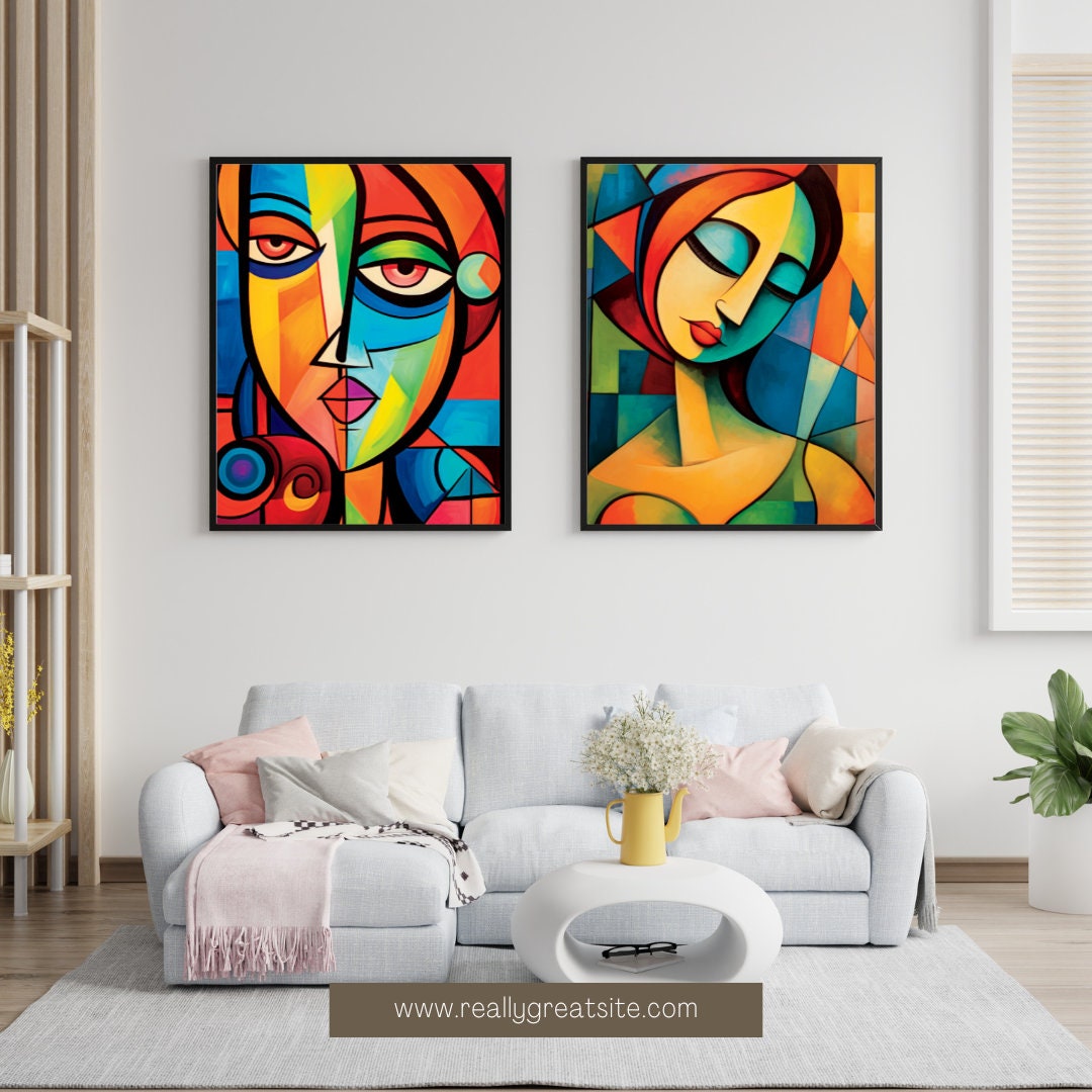 Cubism Printable Wall ART Set of 2 Bright Colors Cubism - Etsy