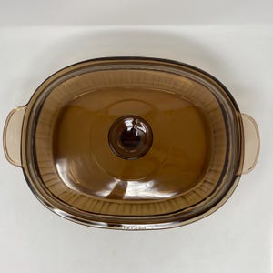 Vintage Visions by Corning Amber Roasting Pan With Lid Casserole Baking ...
