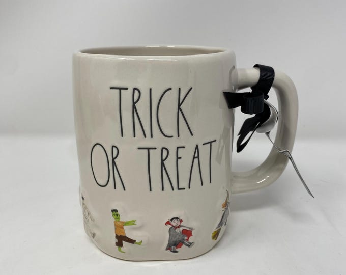 Ceramic Halloween Mug. “trick or Treat”. Embossed Monsters Circling ...