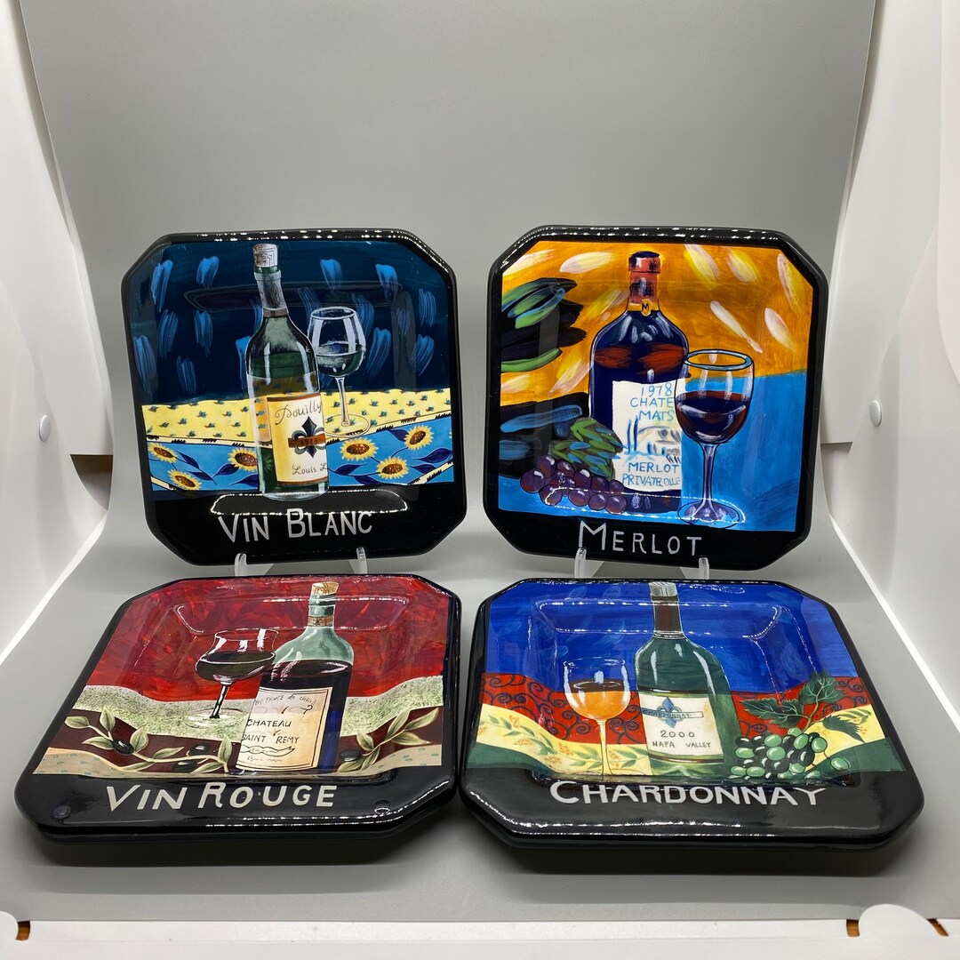 Set of 4 Plates Sommelier by Rhonda Ahrnes - Etsy