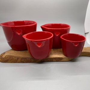 Ceramic Set of Red Measuring Cups by Rae Dunn Magenta. Each Cup Has the ...