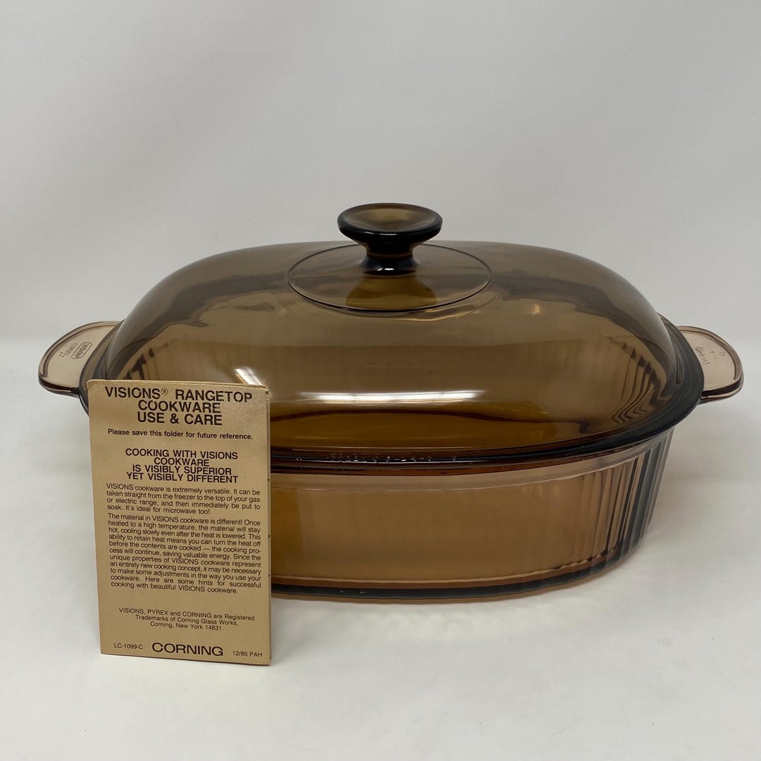Vintage Visions by Corning Amber Roasting Pan With Lid Casserole Baking ...