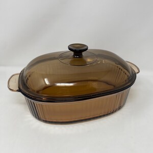 Vintage Visions by Corning Amber Roasting Pan With Lid Casserole Baking ...